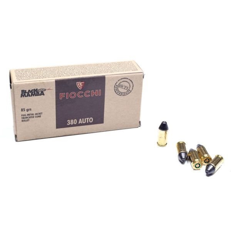 Munição Fiocchi 380 AUTO FMJTC BLACK MAMBA 85gr – Cx 50 - Carabinas Brazil